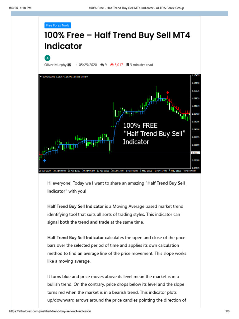 100% Free - Half Trend Buy Sell MT4 Indicator - ALTRA Forex Group | PDF | Market Trend ...