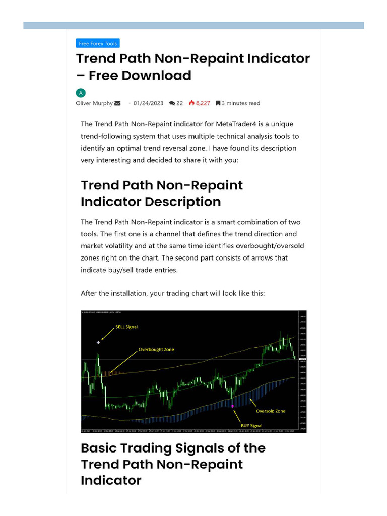 Trend Path Non-Repaint Indicator - Free Download - ALTRA Forex Group | PDF