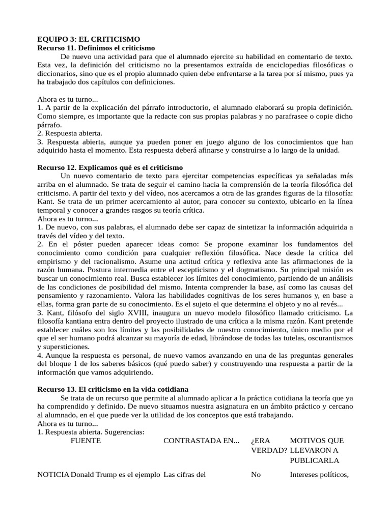 Definición y Aplicación del Criticismo | PDF | Conocimiento | Immanuel Kant