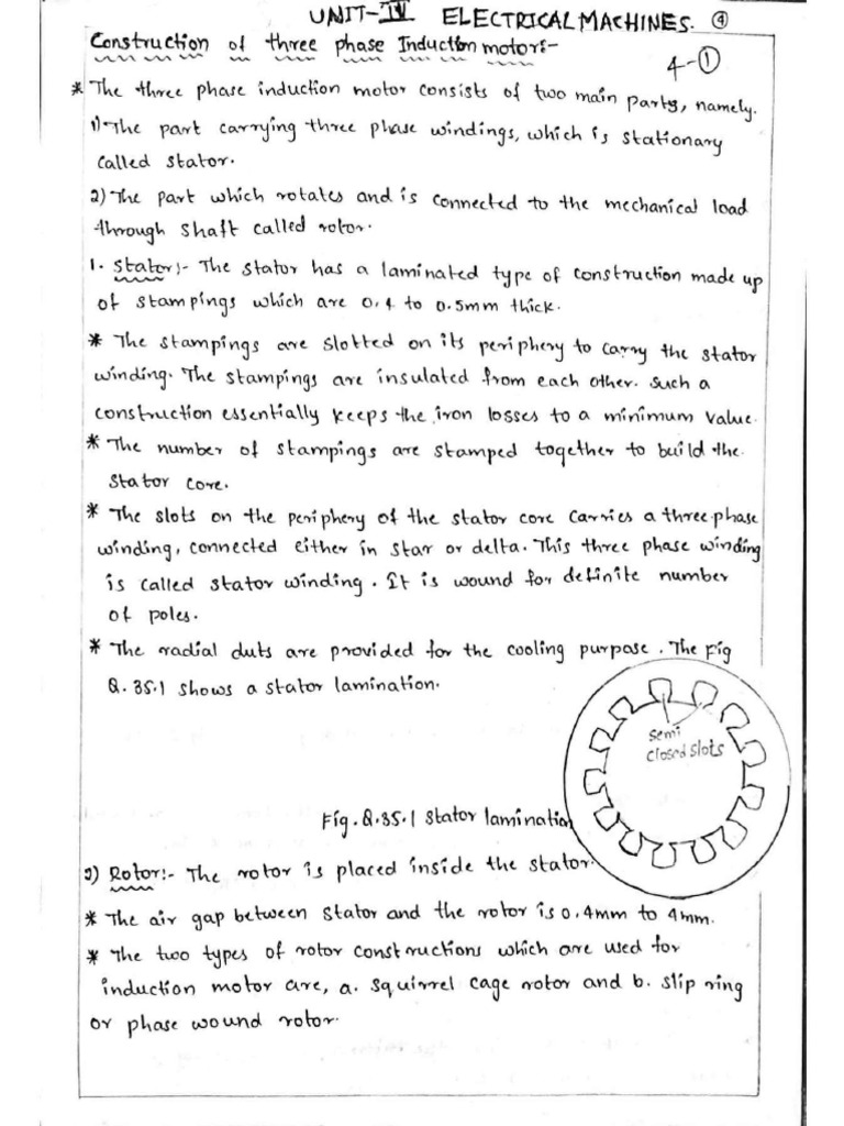 BEE Unit 3 - Induction Motor and Synchronous Generator | PDF