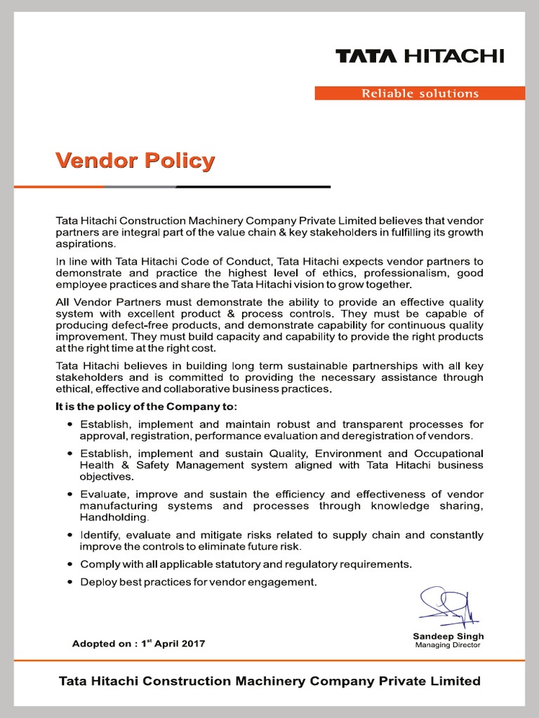 Vendor Policy | PDF