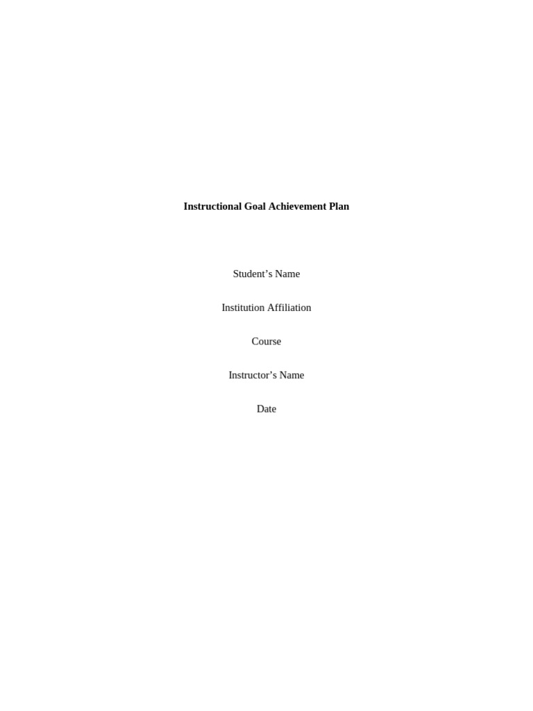 Instructional Goal Achievement Plan Revision | PDF | Learning | Teachers