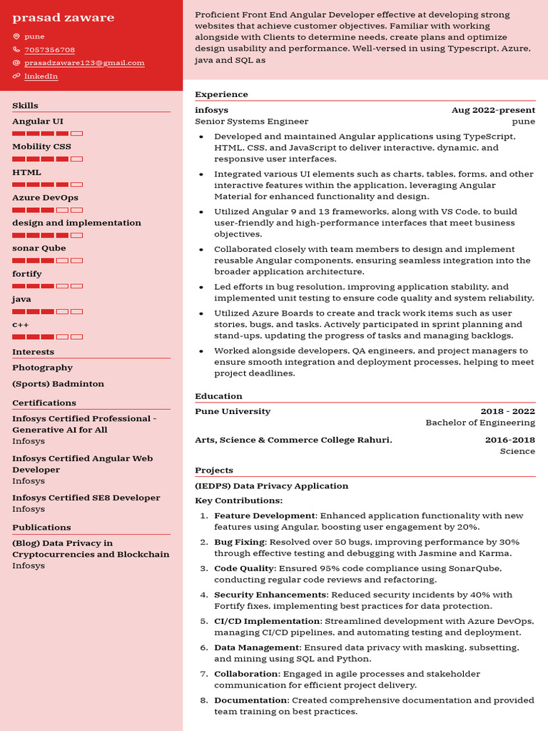 Prasad Rajendra Zaware Resume | PDF | Software Development | Systems Engineering