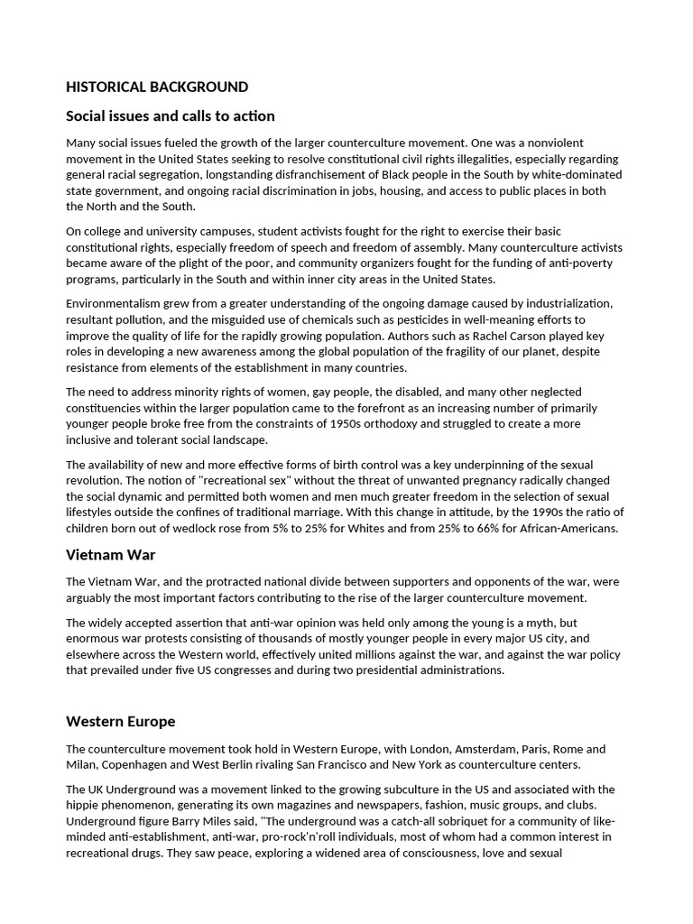 Counterculture of The 1960s | PDF | New Left | Social Movements