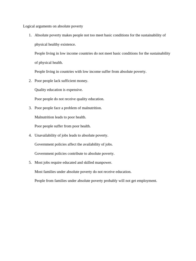 Logical Arguments On Absolute Poverty | PDF