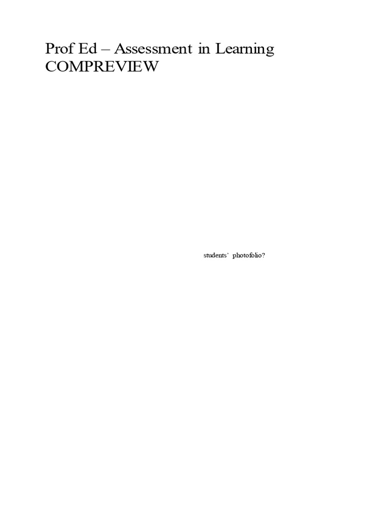 Prof Ed Assessment in Learning ED108 ED111 | PDF | Educational ...