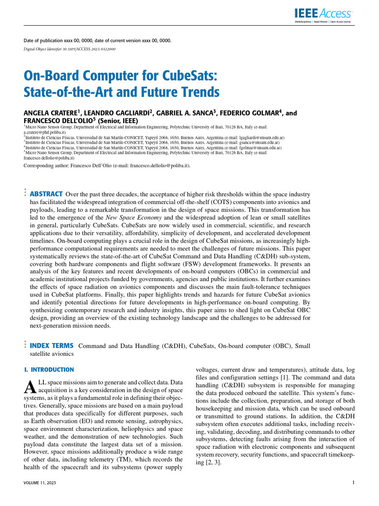 On-Board Computer For CubeSats State-Of-The-Art An | PDF | Mosfet | Van Allen Radiation Belt