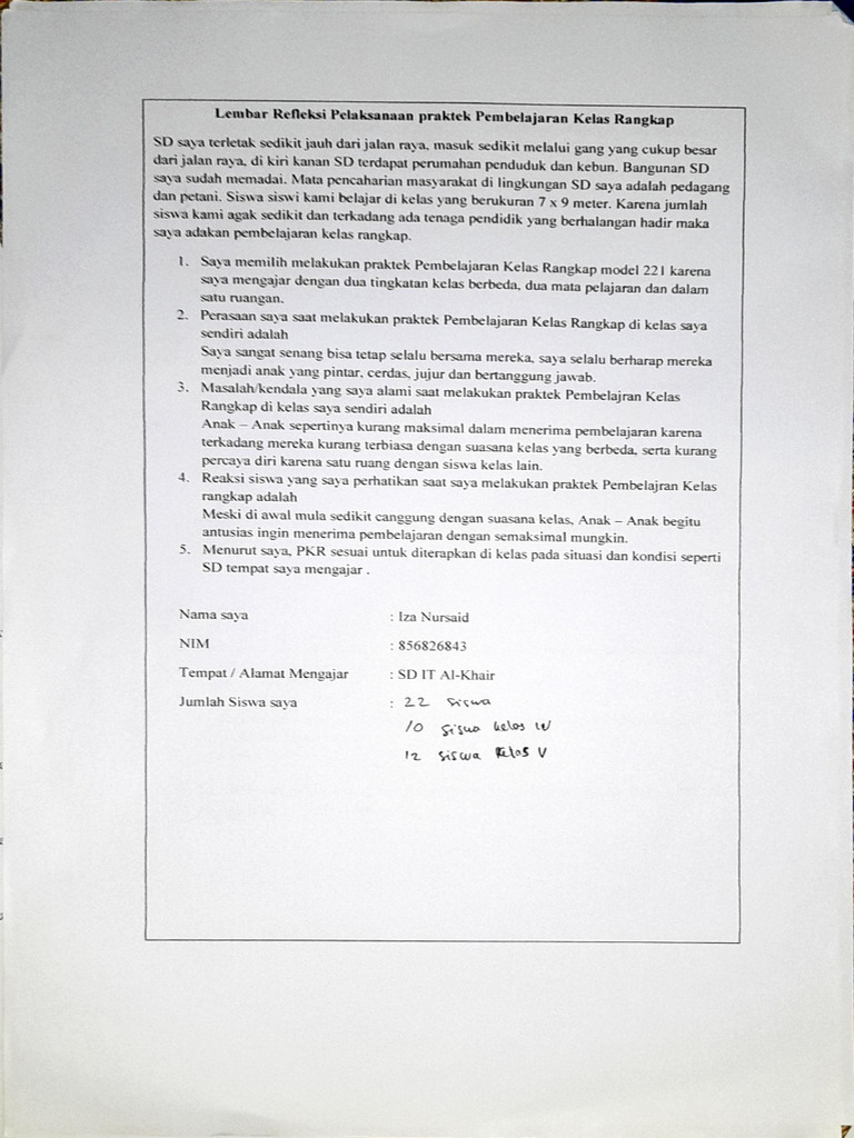 Lembar Refleksi PKR | PDF