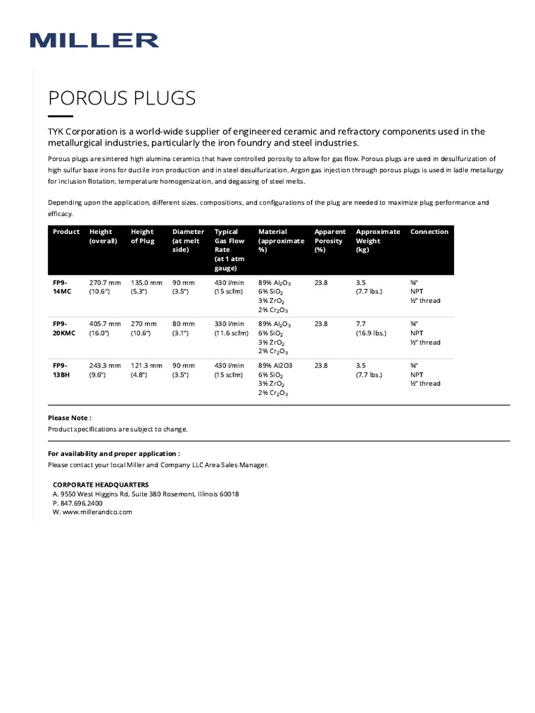 Porous Plugs for Metallurgical Applications | PDF | Porosity ...