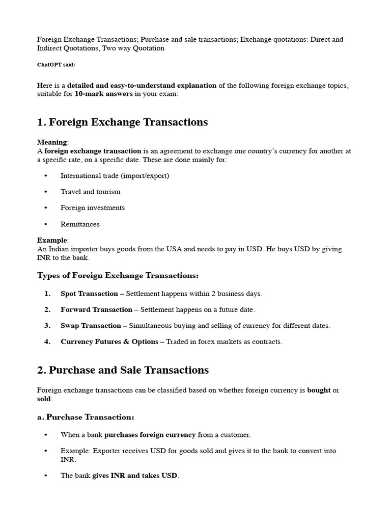 Foriegn Exchange Unit 3 | PDF | Foreign Exchange Market | United States ...