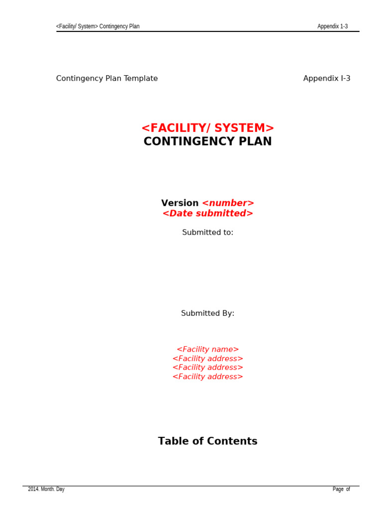 Facility Contingency Plan Template | PDF | Backup | Databases