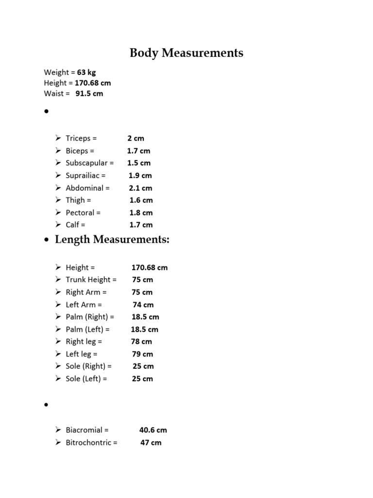 Fitness Measurements PDF | PDF | Body Mass Index | Calorie