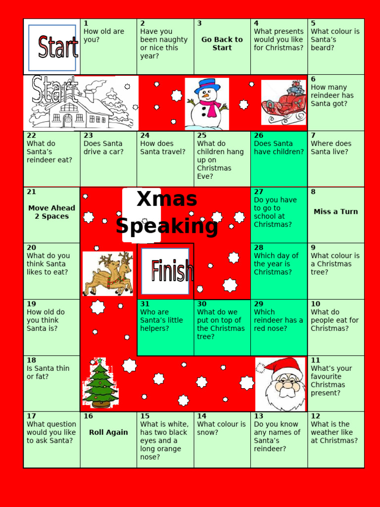 Christmas Quiz Board Game | PDF | Santa Claus's Reindeer | Santa Claus