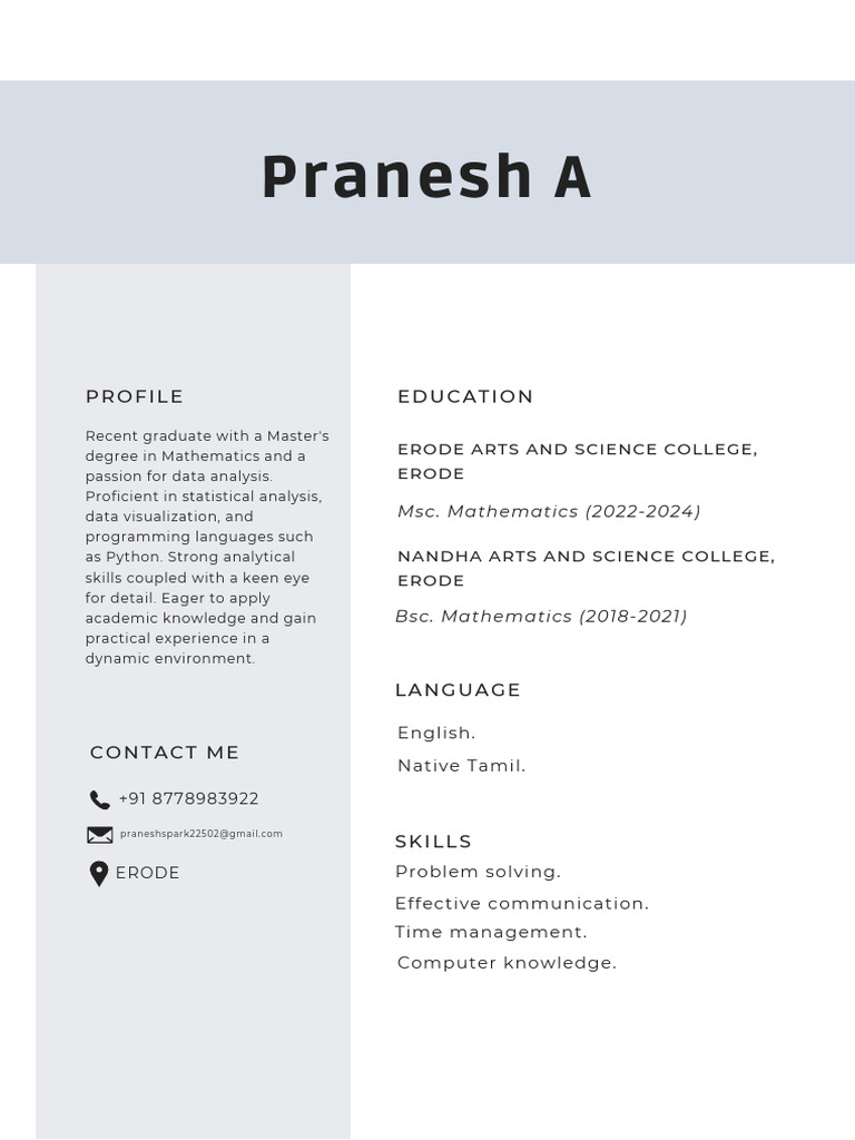 Pranesh Resume | PDF
