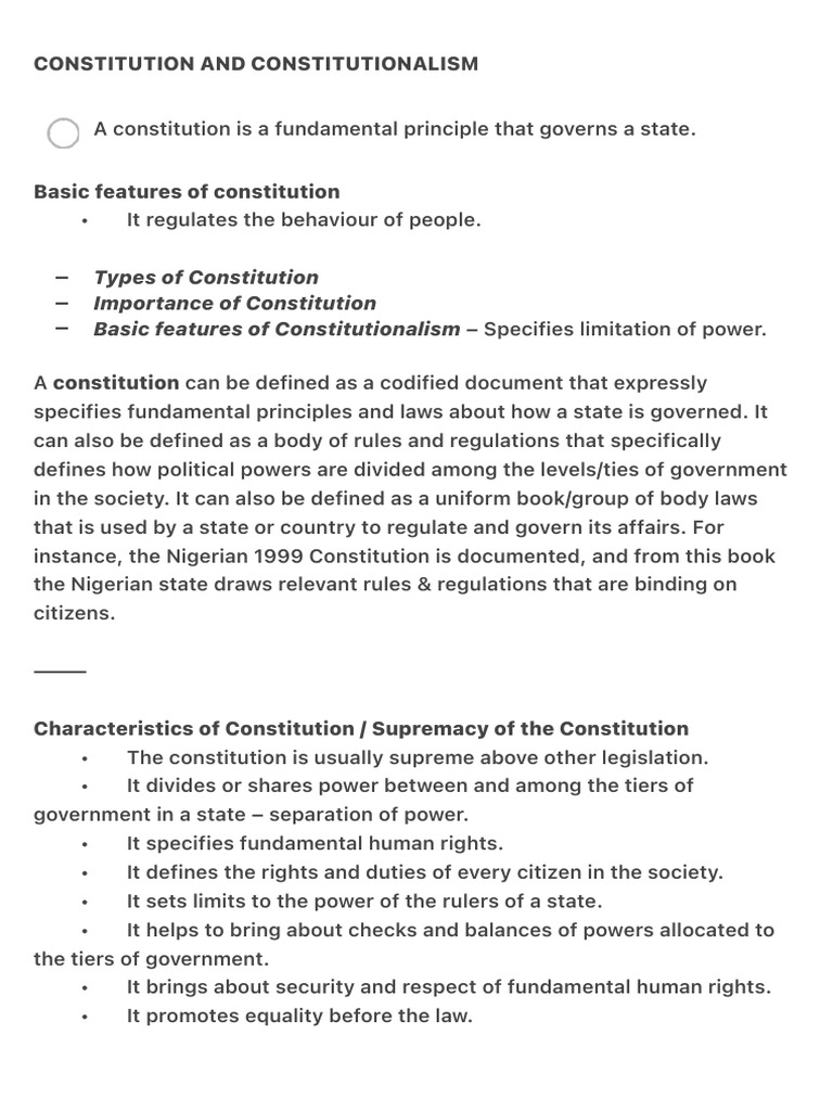 Constitution and Constitutionalism | PDF | Constitution | Sources Of Law