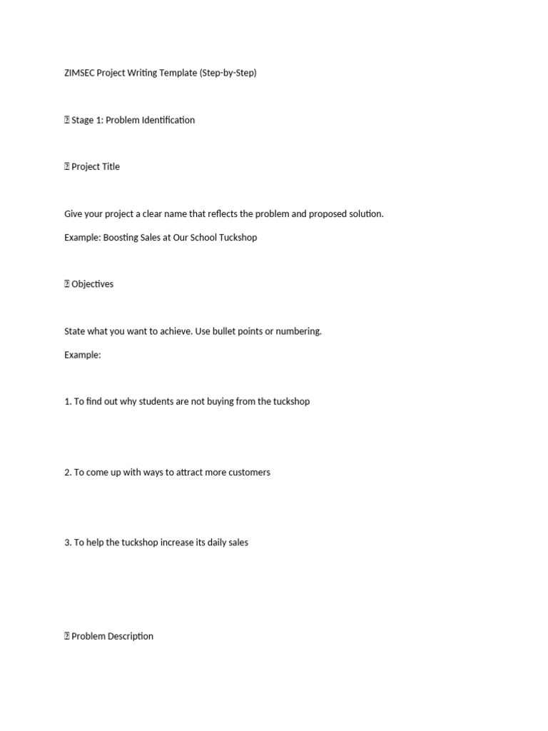 ZIMSEC Project Writing Guide 2025 | PDF