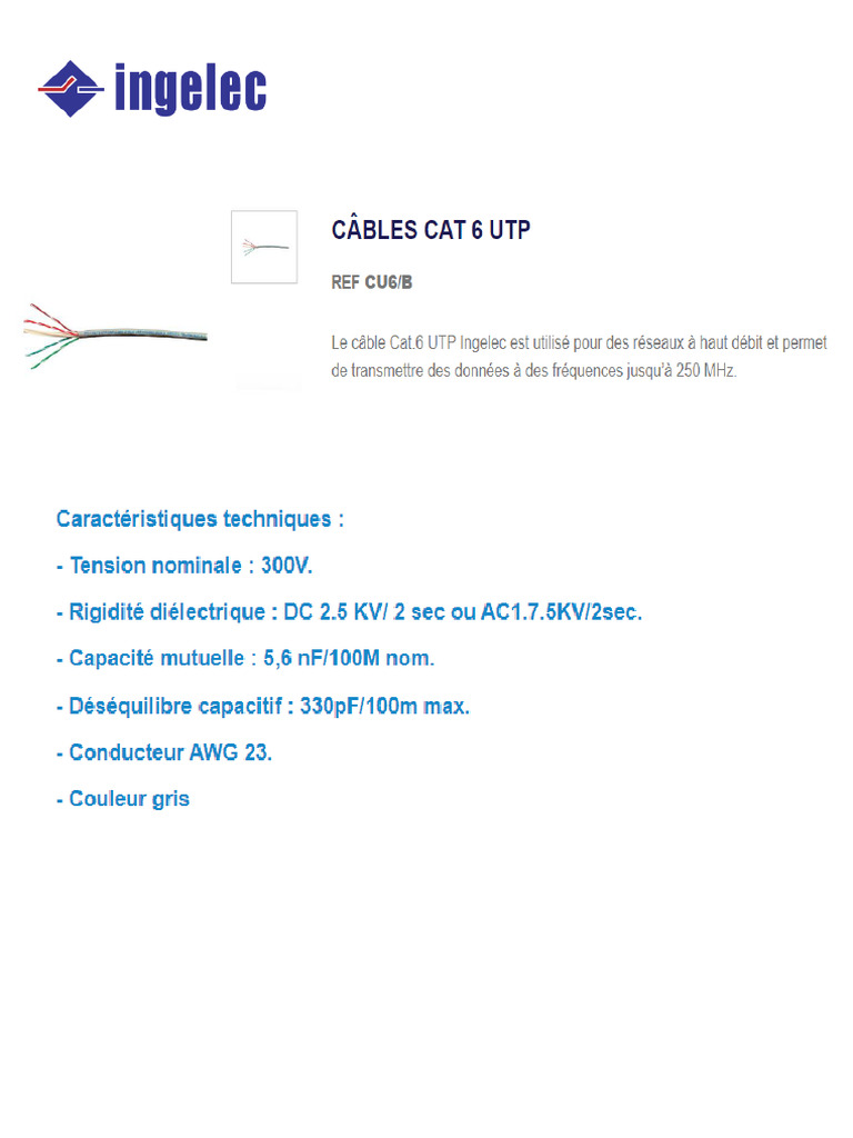 Fiche Technique Ingelec Utp | PDF