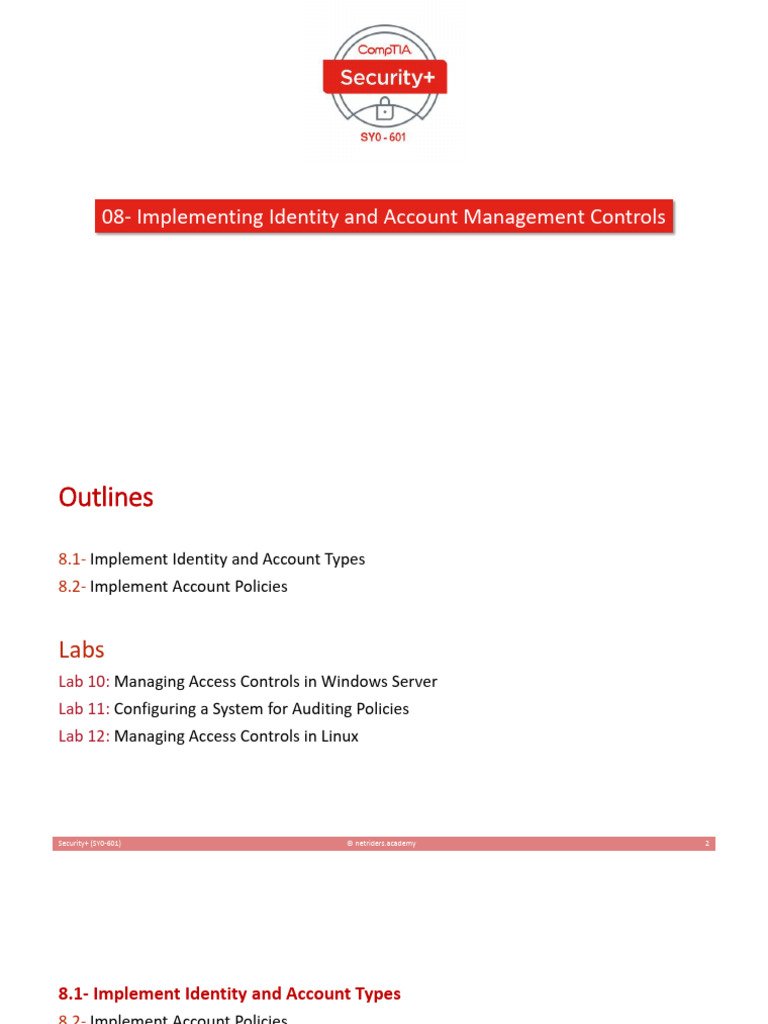 08 - Implementing Identity and Account Management Controls | PDF ...