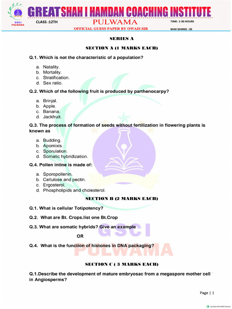 Botany All Series (12th) | PDF