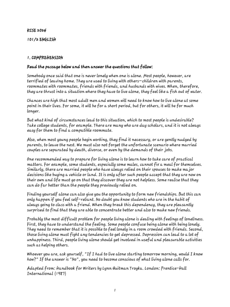 KCSE 2024 Eng Pp2. Simplified | PDF