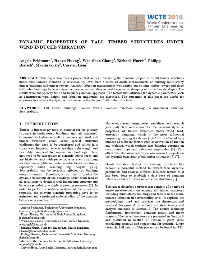 Dynamic Properties of Tall Timber Structures Under Wind-Induced ...