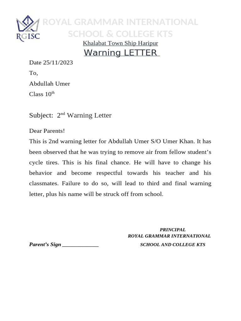 Warning Letter 3-1 | PDF