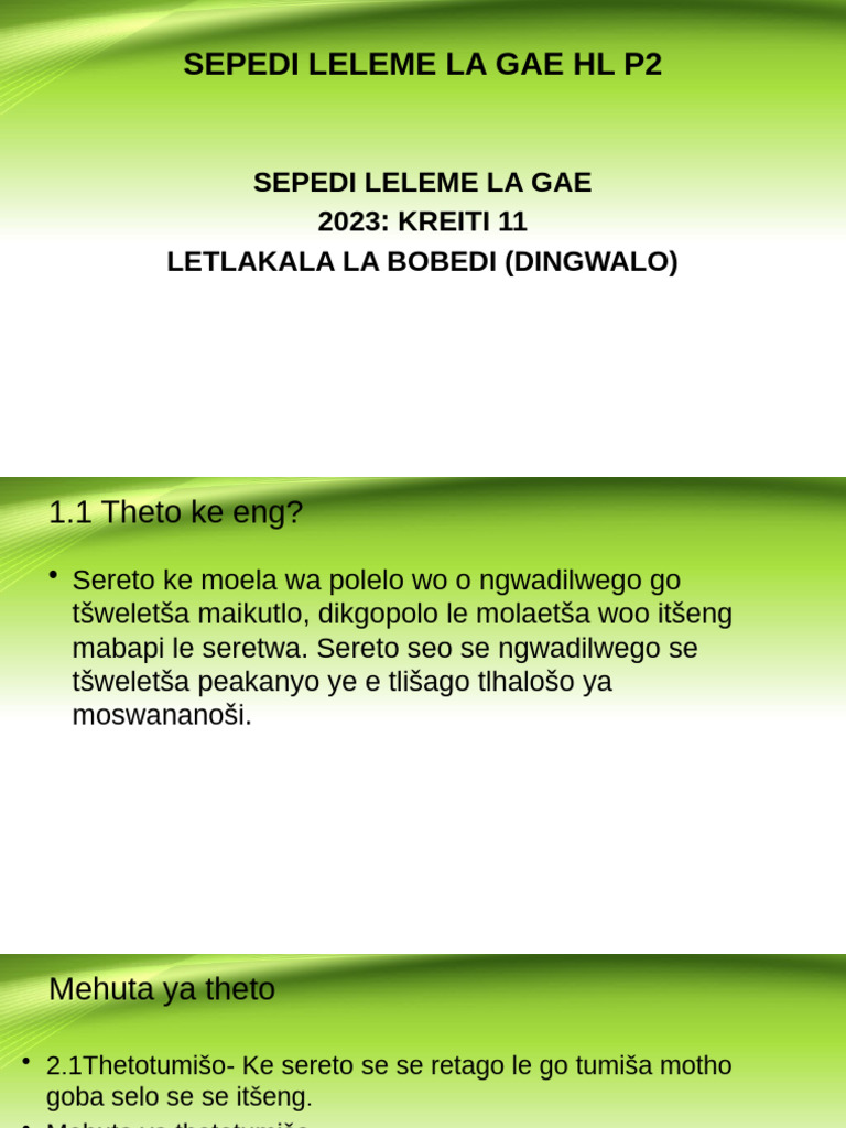 Sepedi Leleme La Gae HL p2 - 101758 | PDF