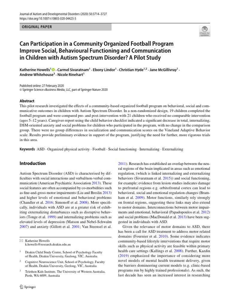 Football Intervention - Autism | PDF | Autism | Developmental Disorder
