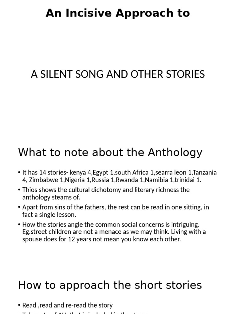 Insights on "A Silent Song" Stories | PDF