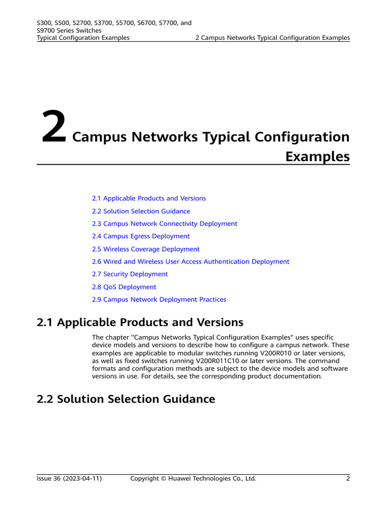 01-02 Campus Networks Typical Configuration Examples | PDF | Computer Network | Wireless Lan