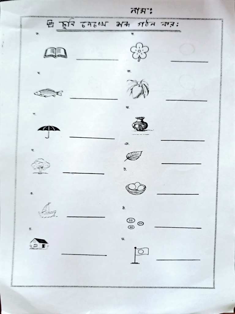 KG Worksheet (Bangla) | PDF