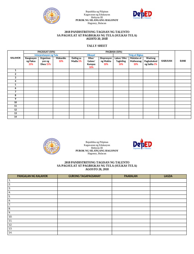 Tally Sheet | PDF