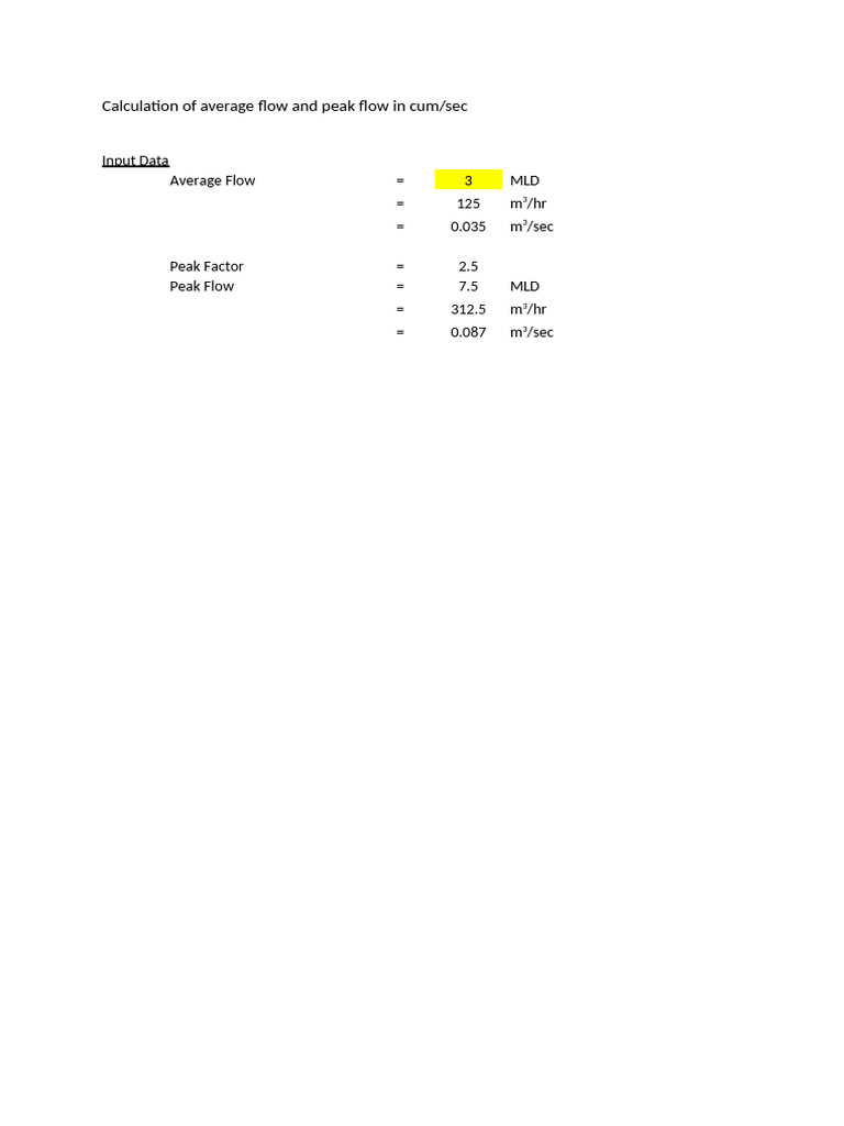 Average and Peak Flow Calculations | PDF