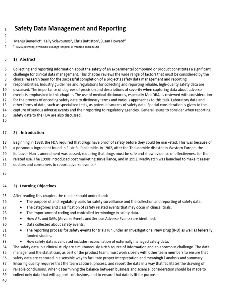Safety Data Management in Clinical Trials | PDF | Clinical Trial ...
