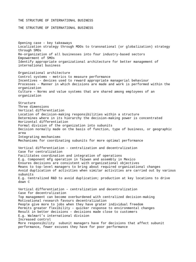 Lecture 8 - Structure of International Business | PDF ...