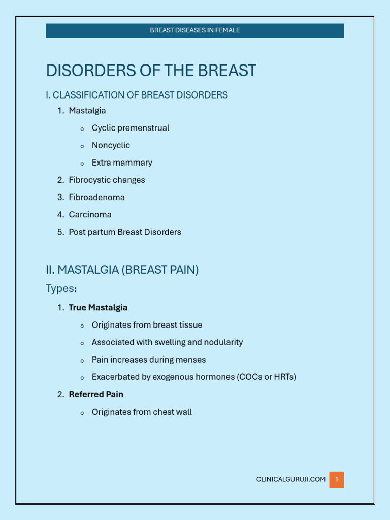 Disorders of The Breast Notes 2 | PDF | Breast Cancer | Biopsy