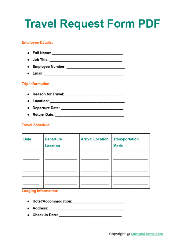 Travel Request Form Template | PDF