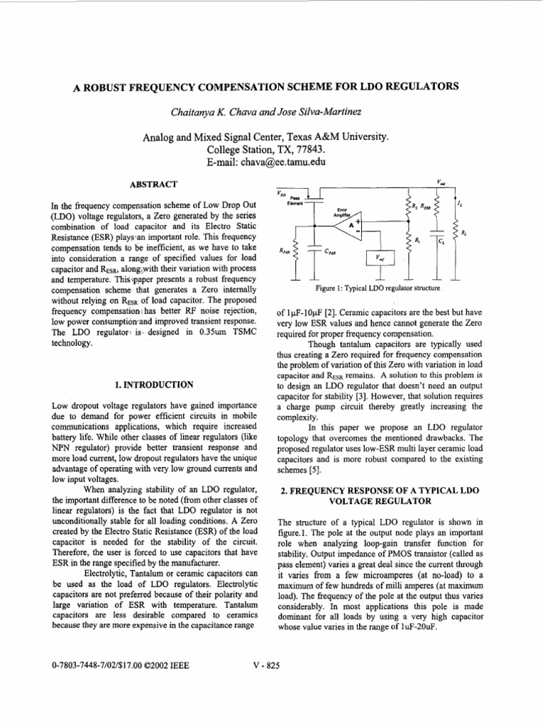 A Robust Frequency Compensation Scheme For Ldo Regulators | PDF ...