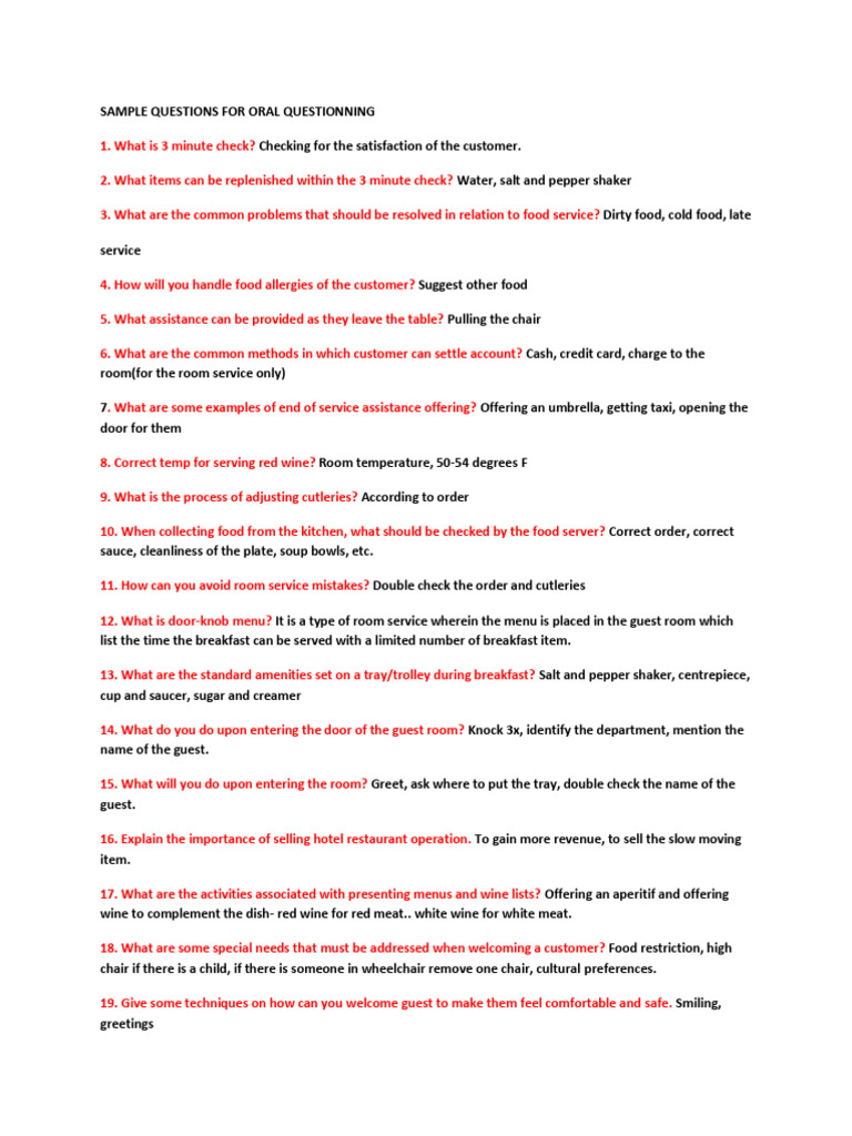 NC Question and Table Set Up | PDF | Menu | Cuisine