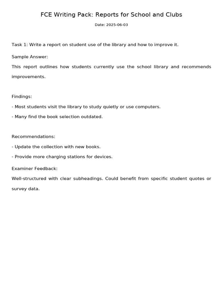 FCE Reports Pack | PDF