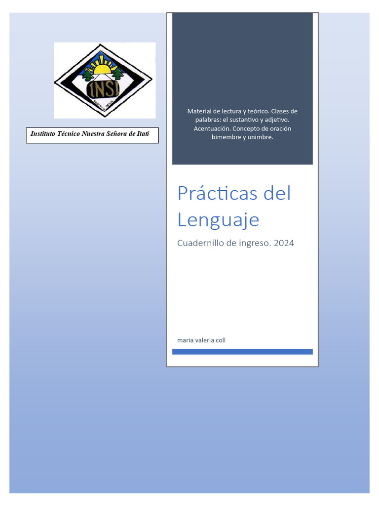 Cuadernillo de Ingreso 2024 | PDF | Sustantivo | Adjetivo