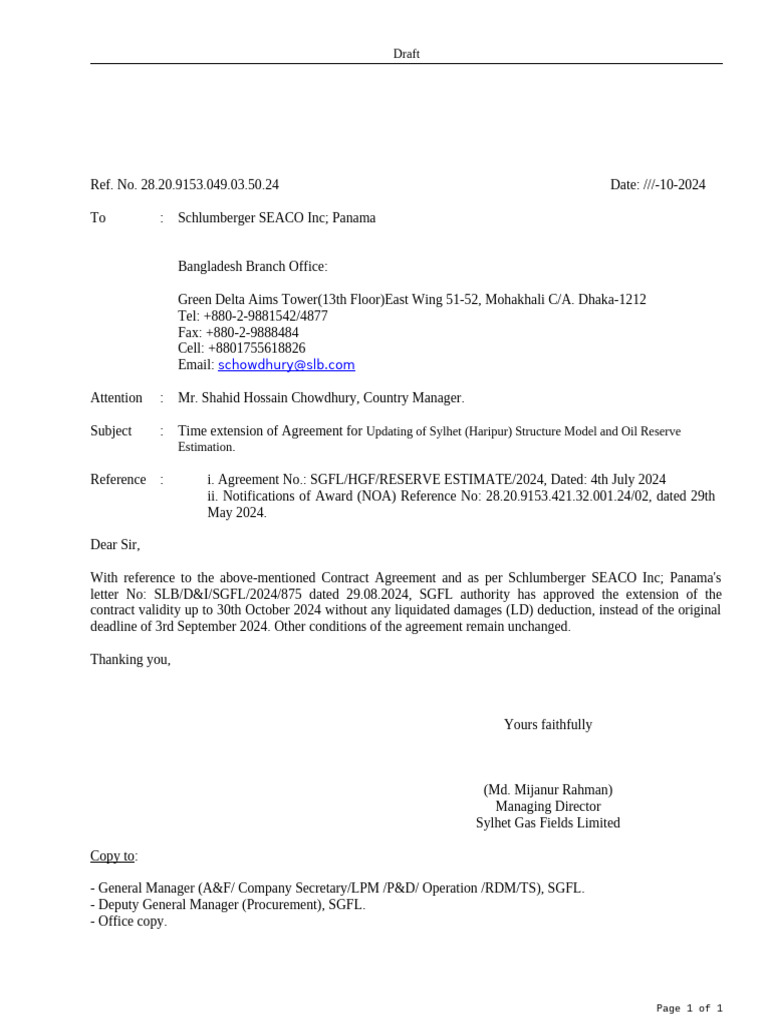 Letter To SLB - Conducting A Thorough Investigation Spanning From ...