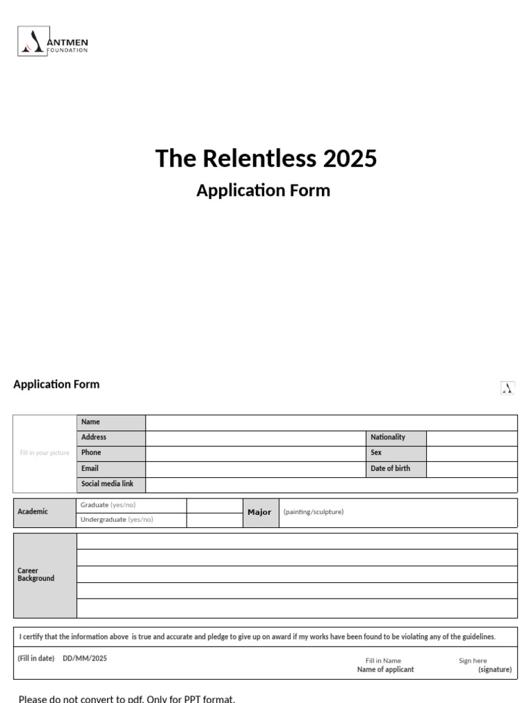 The-Relentless-2025 Application Form 2 | PDF