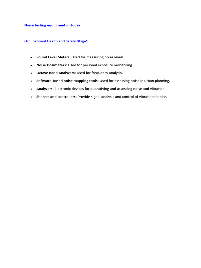 Noise Testing Equipment Includes | PDF