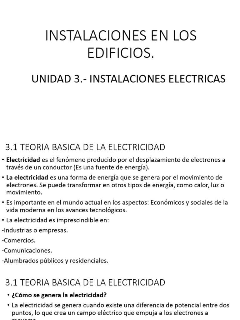 Inst Edificios Unidad 3 | PDF | Corriente eléctrica | Ingenieria Eléctrica
