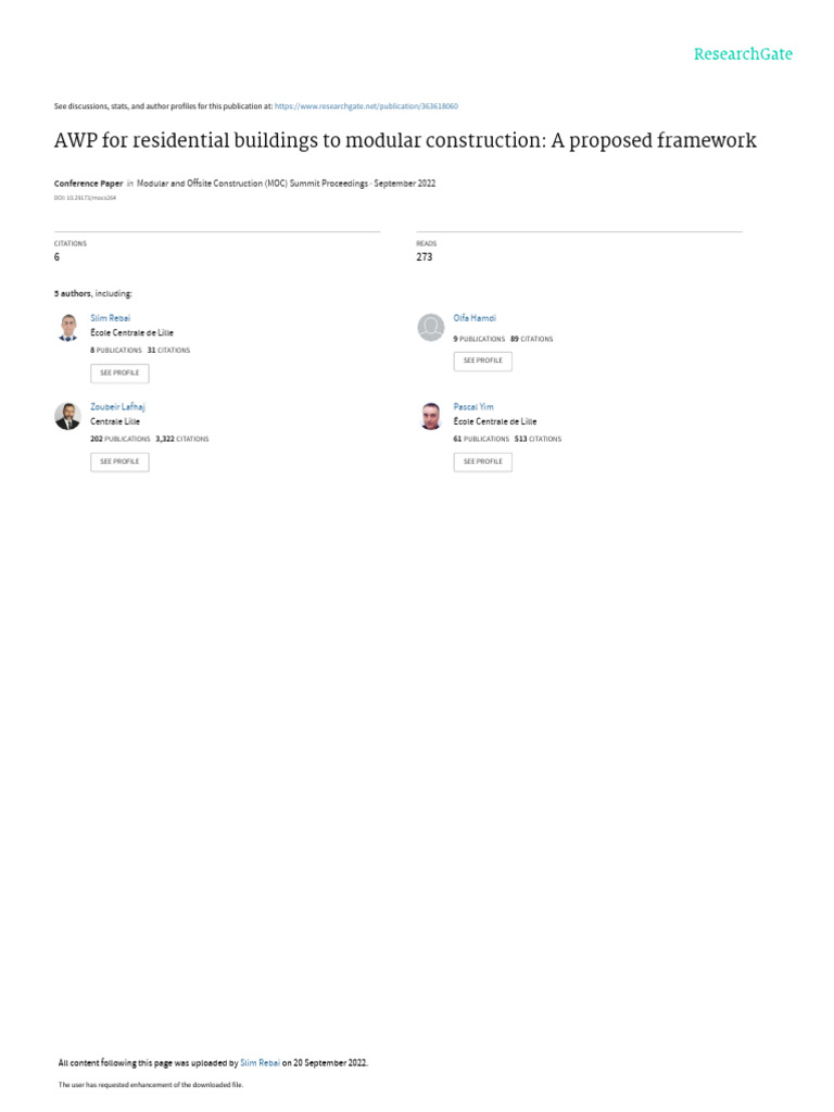 AWP For Residential Buildings To Modular Construction: A Proposed ...