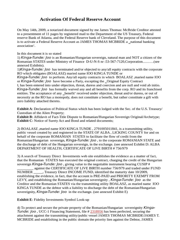 Activate Federal Reserve Account Process | PDF | Fiduciary | Bankruptcy