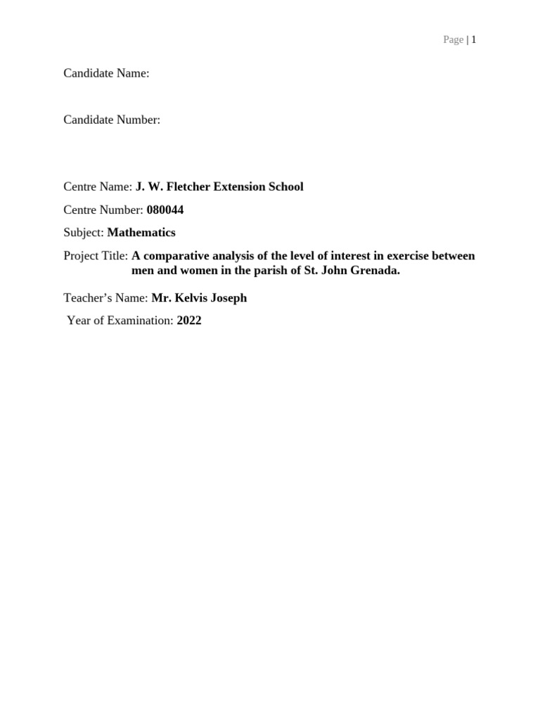 Mathematics SBA Sample 1 | PDF | Questionnaire