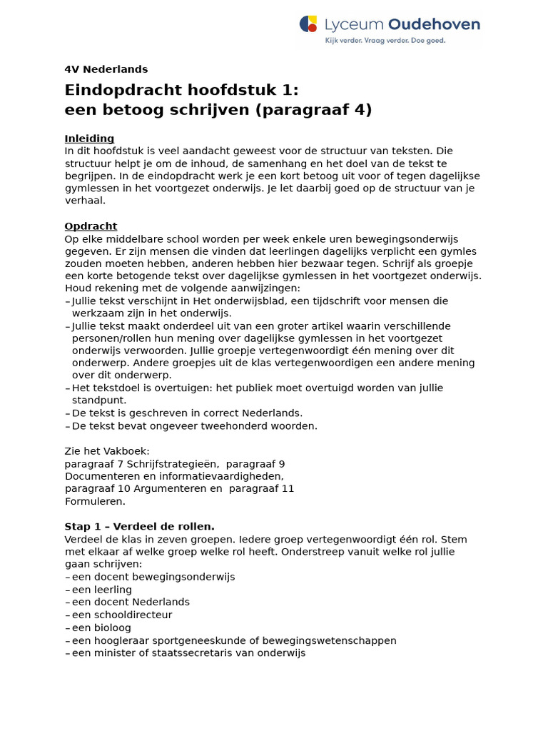 H1 Betoog Schrijfopdracht V4 1 | PDF