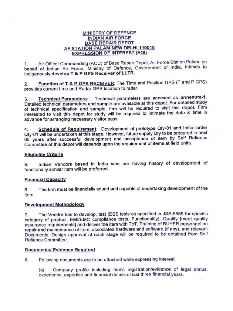 Expression of Interest For Development of T and P Gps Reciever of LLTR ...